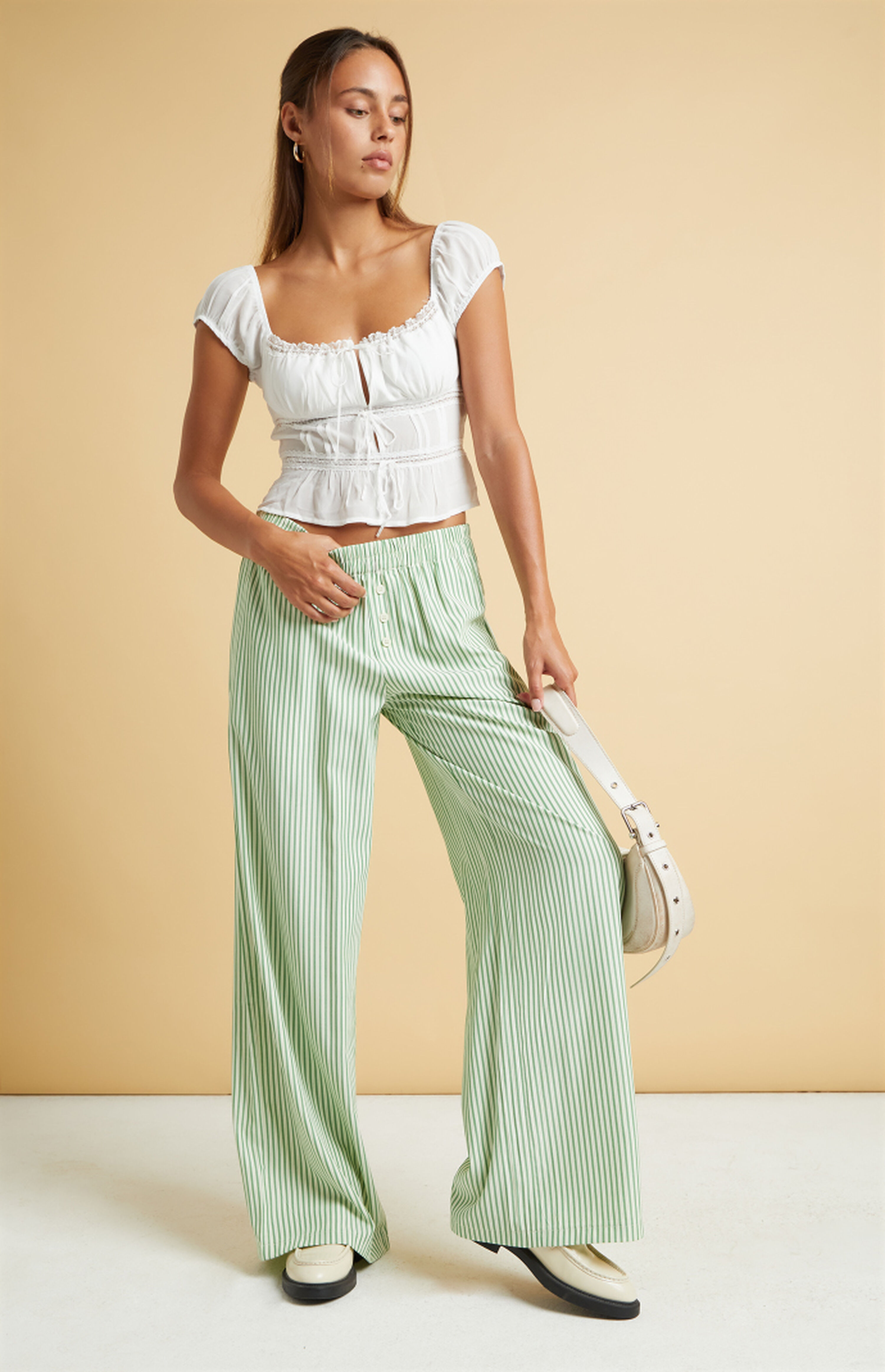 Beverly and Beck Green Striped Boxer Pants | PacSun