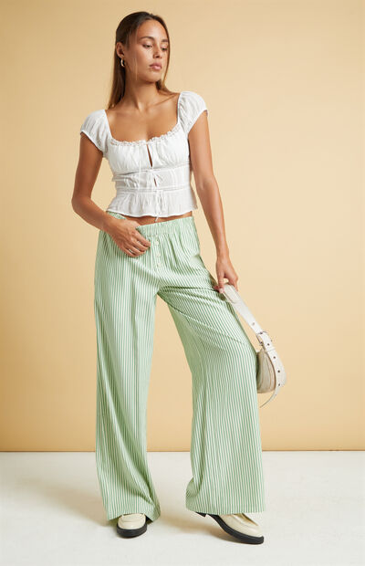 Beverly and Beck Green Striped Boxer Pants | Pacsun