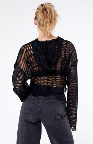 Basic Pleasure Mode Cropped Fishnet Hoodie | PacSun