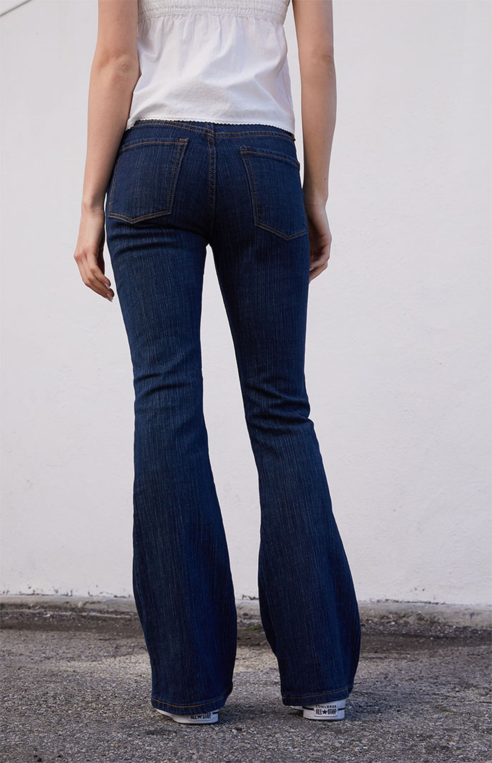 John Galt Dark Blue Melody '90s Low Rise Flare Jeans | PacSun