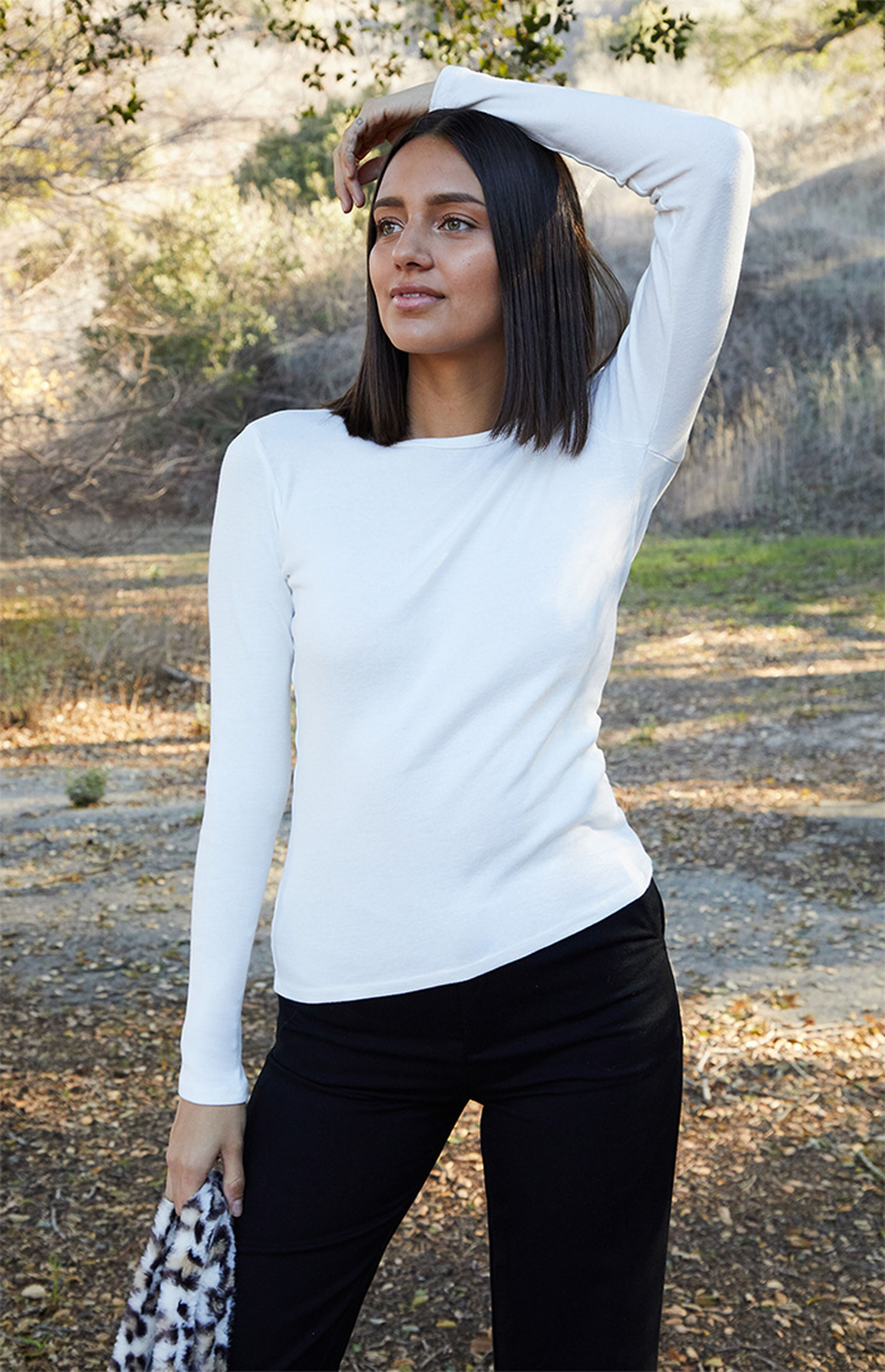 John Galt White Hailie Basic Long Sleeve Top | PacSun