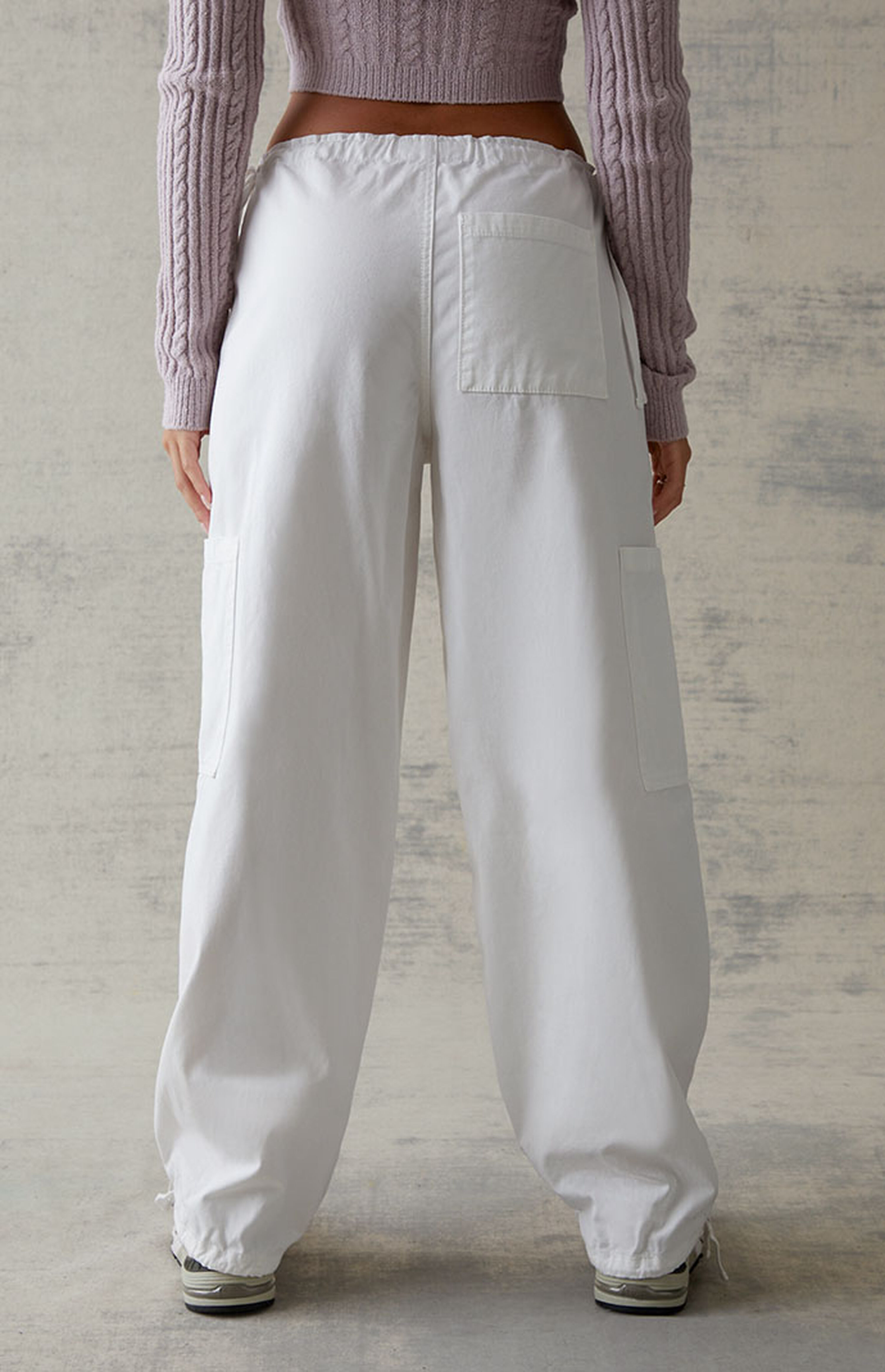 Pacsun White Cargo Parachute Pants | Pacsun