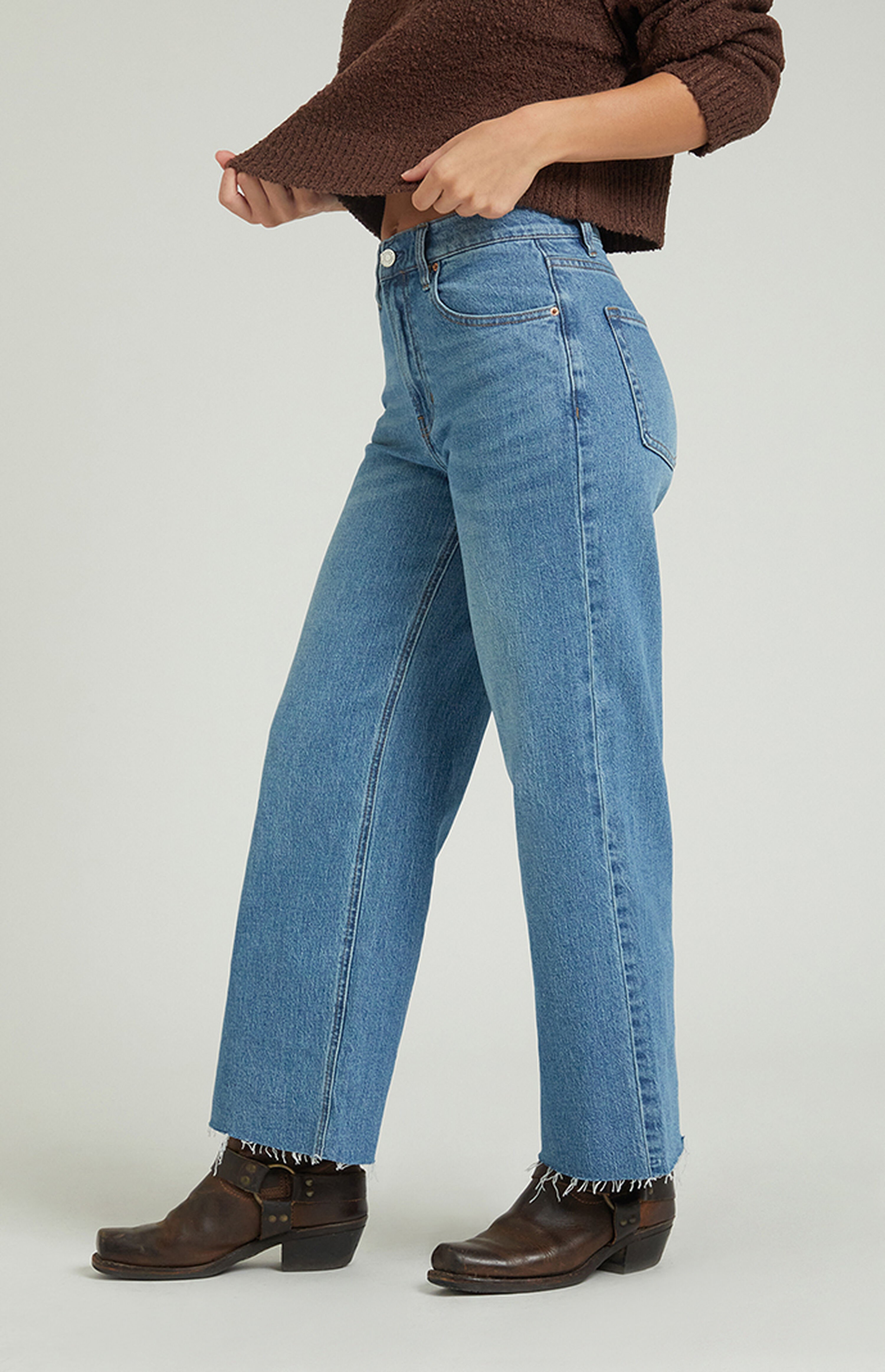 Pacsun Nora Stretch Dark Indigo Cropped Wide Leg Jeans | PacSun