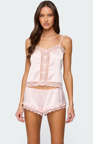 Edikted Clair Lacey Satin Effect Tank Top | PacSun