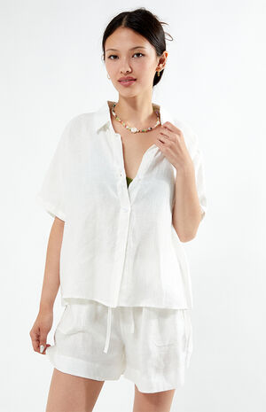 Little Lies Bronte Button Down Linen Shirt | PacSun