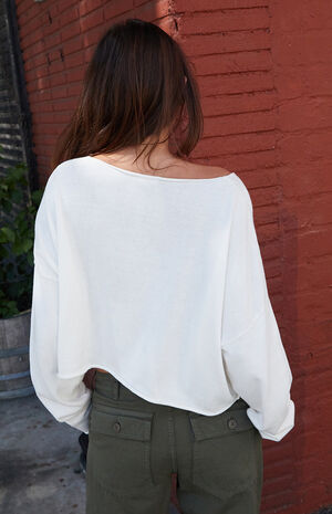 John Galt White Wide Neck Sweater | PacSun