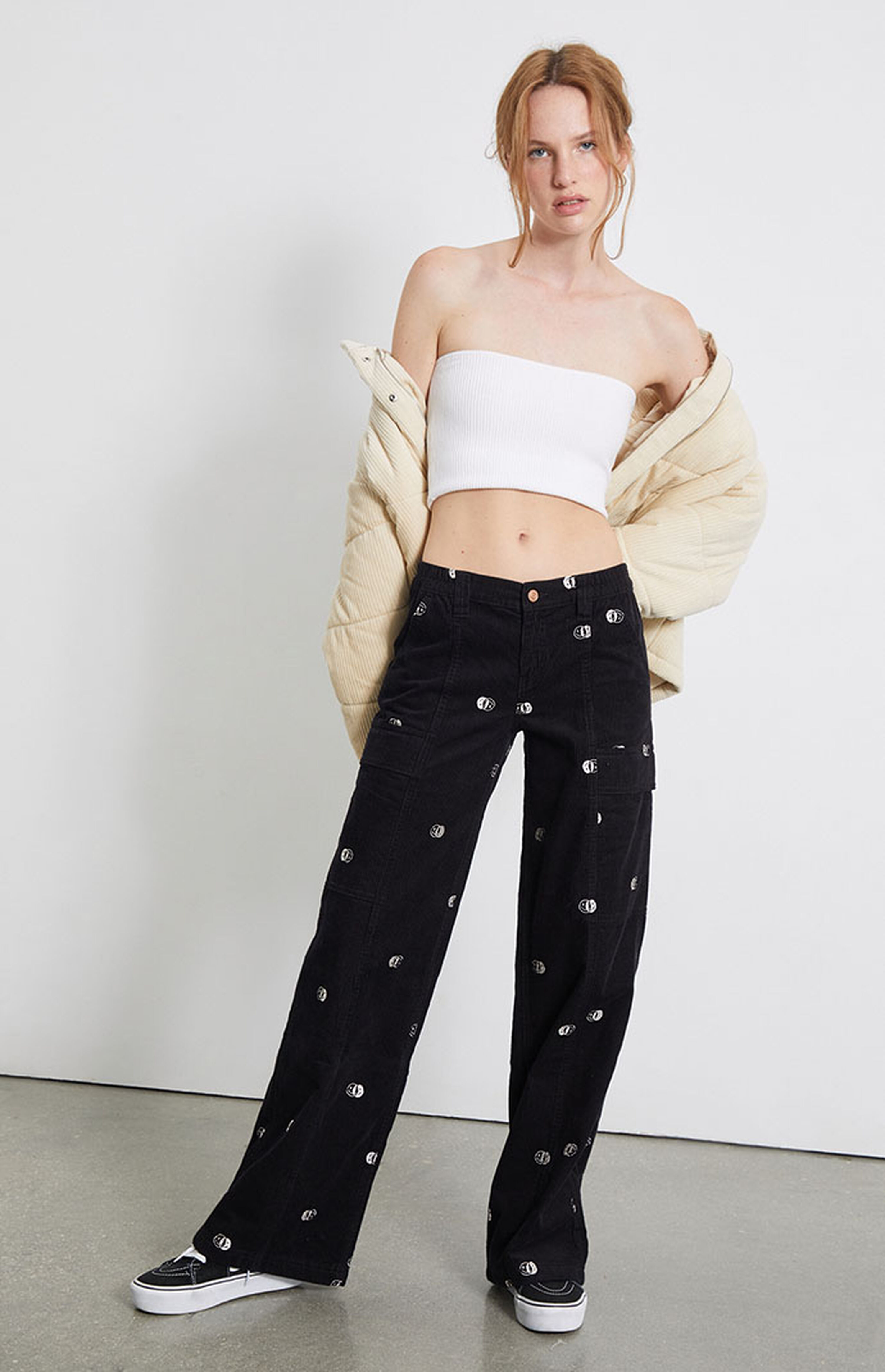 Pacsun Smiley Corduroy Low Rise Puddle Pants | PacSun