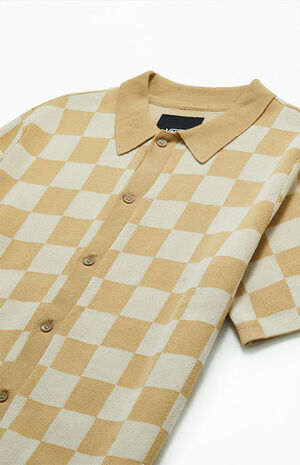 Vans Tan Checkerboard Knit Button Down Shirt | PacSun