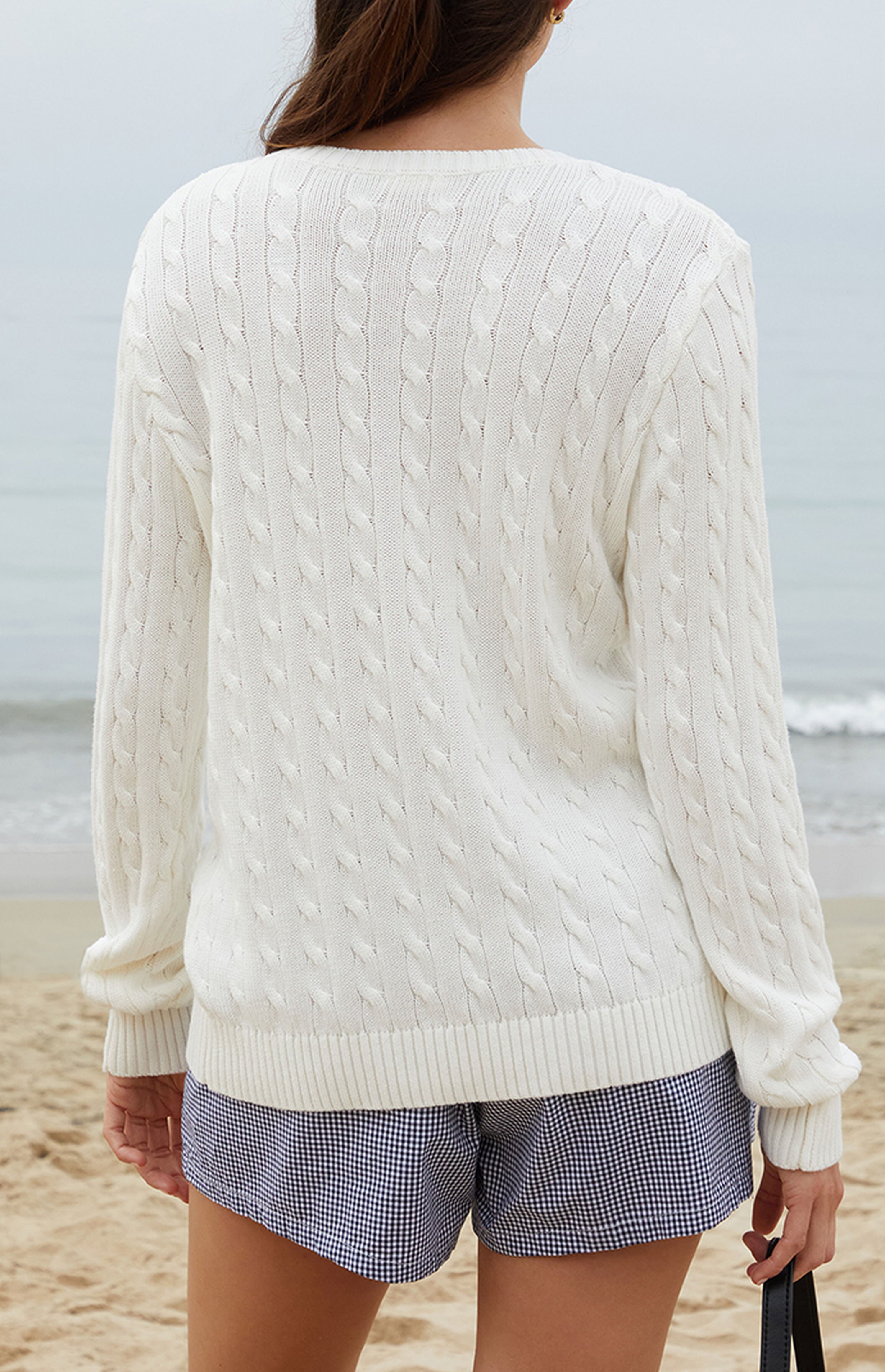 John Galt White Amalie Cable Knit Cardigan | Pacsun