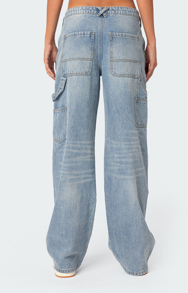 Edikted Faded Wash Low Rise Carpenter Jeans | PacSun
