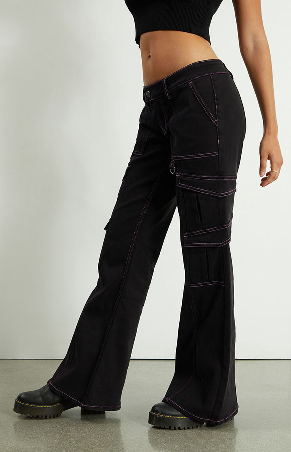 Pacsun Black Low Rise Cargo Bootcut Pants | Pacsun