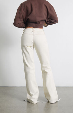 Pacsun Off White Low Rise Cargo Flare Pants | PacSun