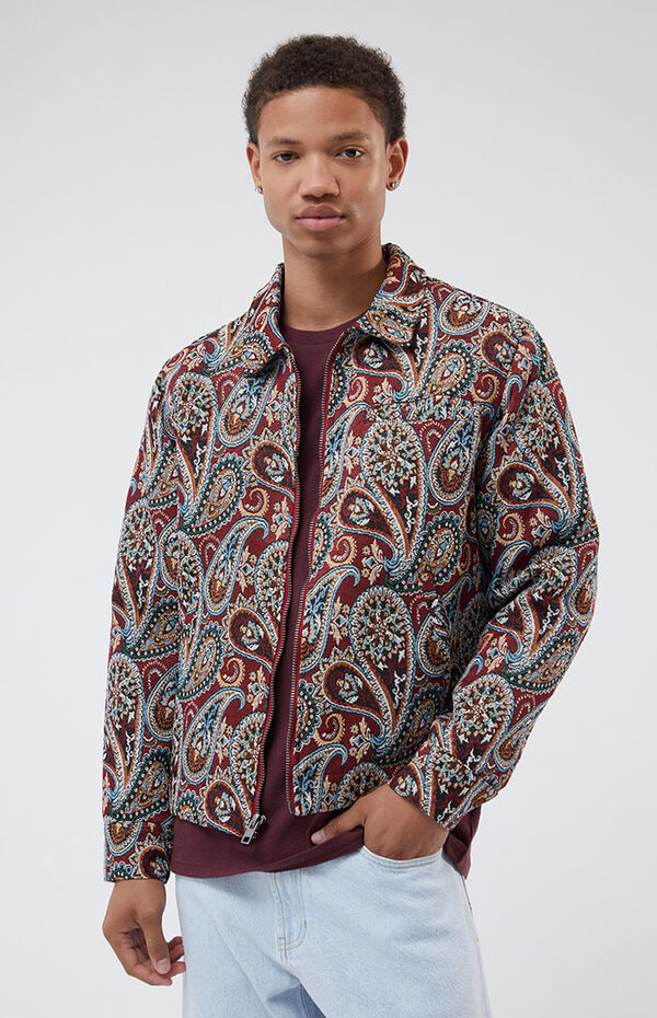 Pacsun Burgundy Tapestry Gas Jacket | Pacsun