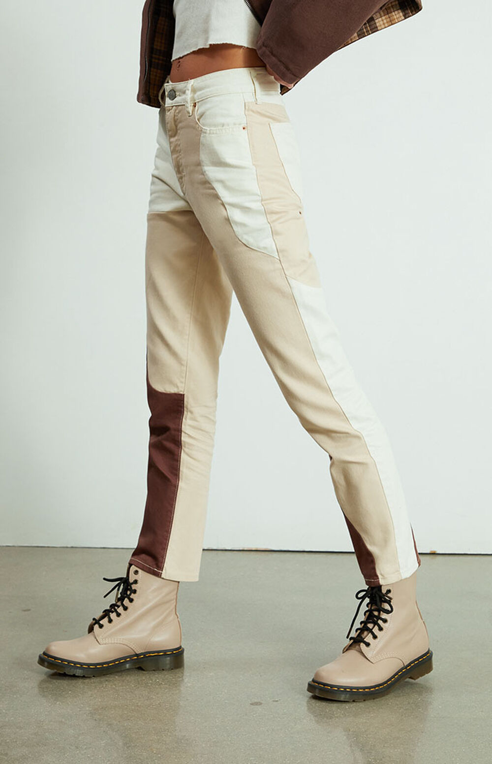 Pacsun Eco Tan & Brown Paneled Mom Jeans | Pacsun