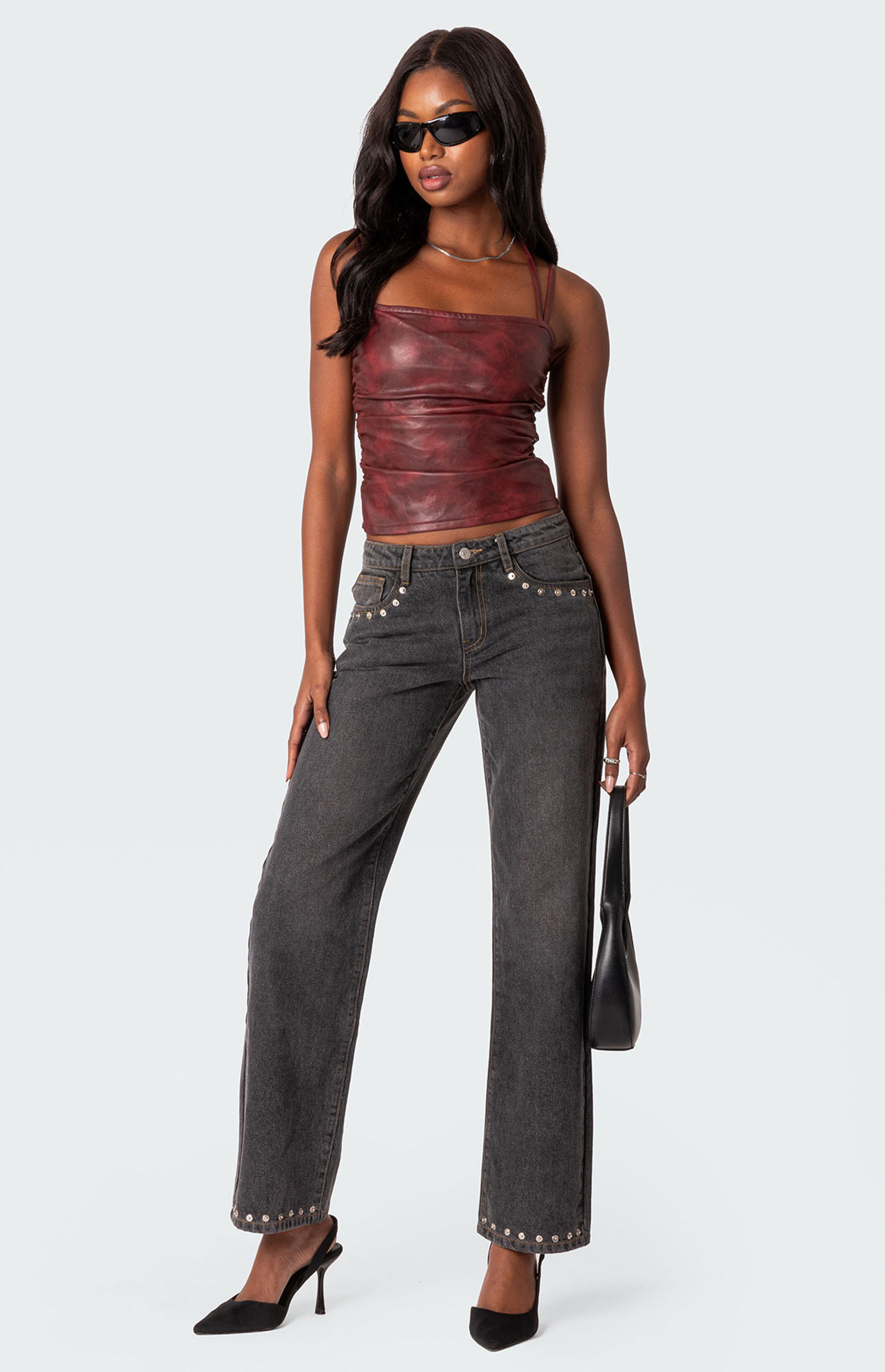 Edikted Rivet Trim Straight Leg Jeans | Pacsun