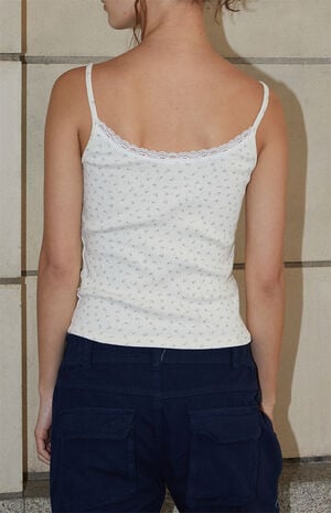John Galt Skylar Floral Lace Pointelle Tank Top | PacSun