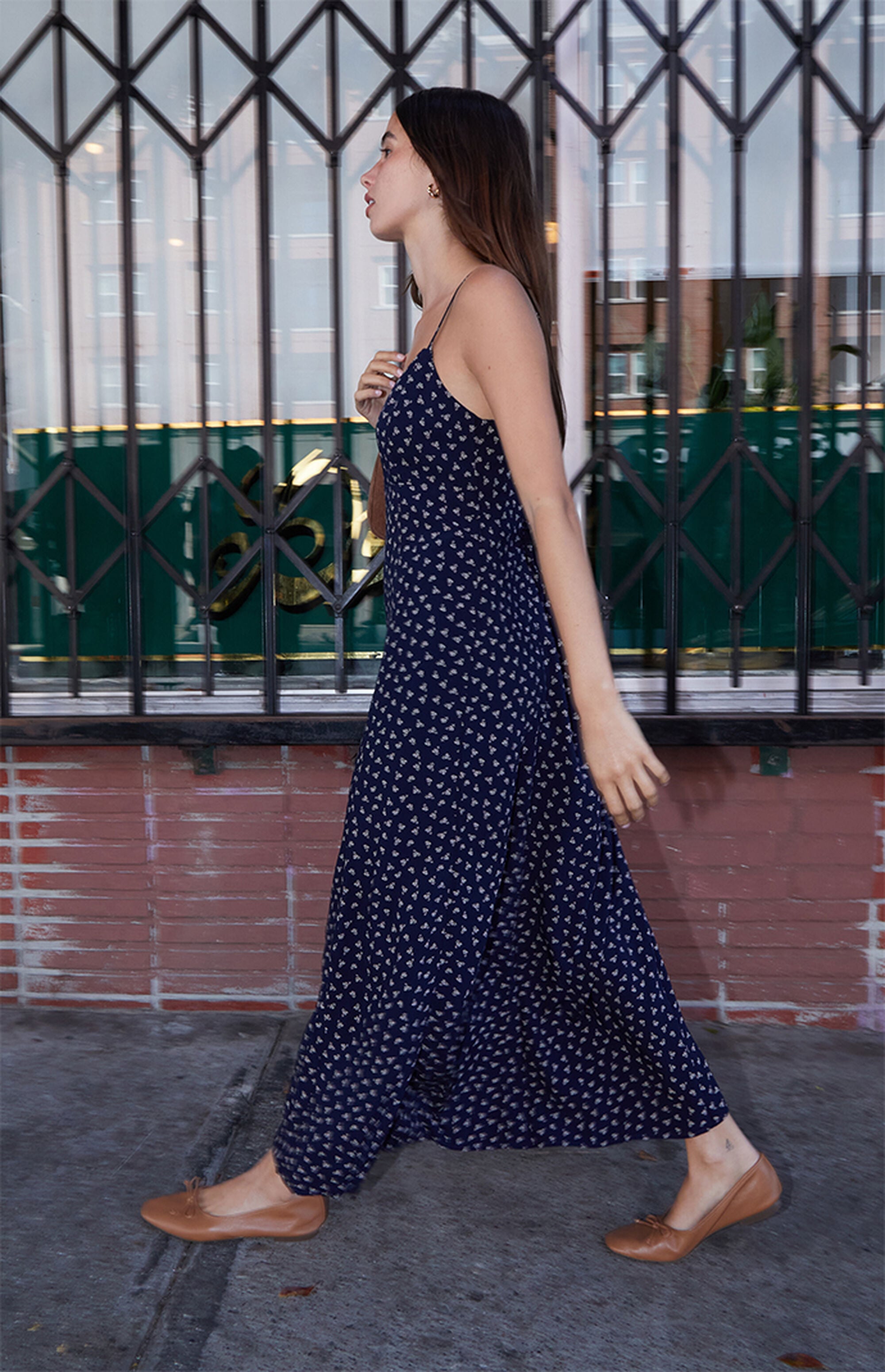 John Galt Blue & White Floral Colleen Midi Slip Dress | Pacsun