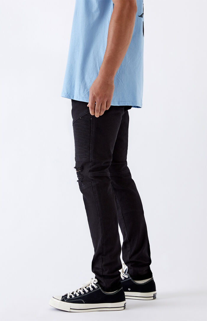 Black Ripped Moto Stacked Skinny Jeans | PacSun | PacSun
