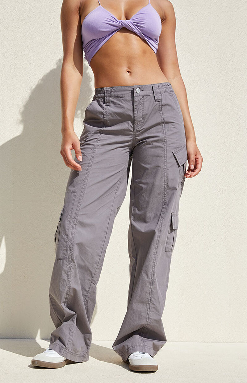 Pacsun Gray Low Rise Cargo Puddle Pants | PacSun