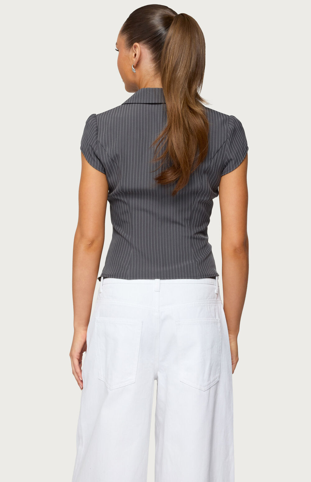 Edikted Juney Pinstripe Tailored Button Up Shirt | Pacsun
