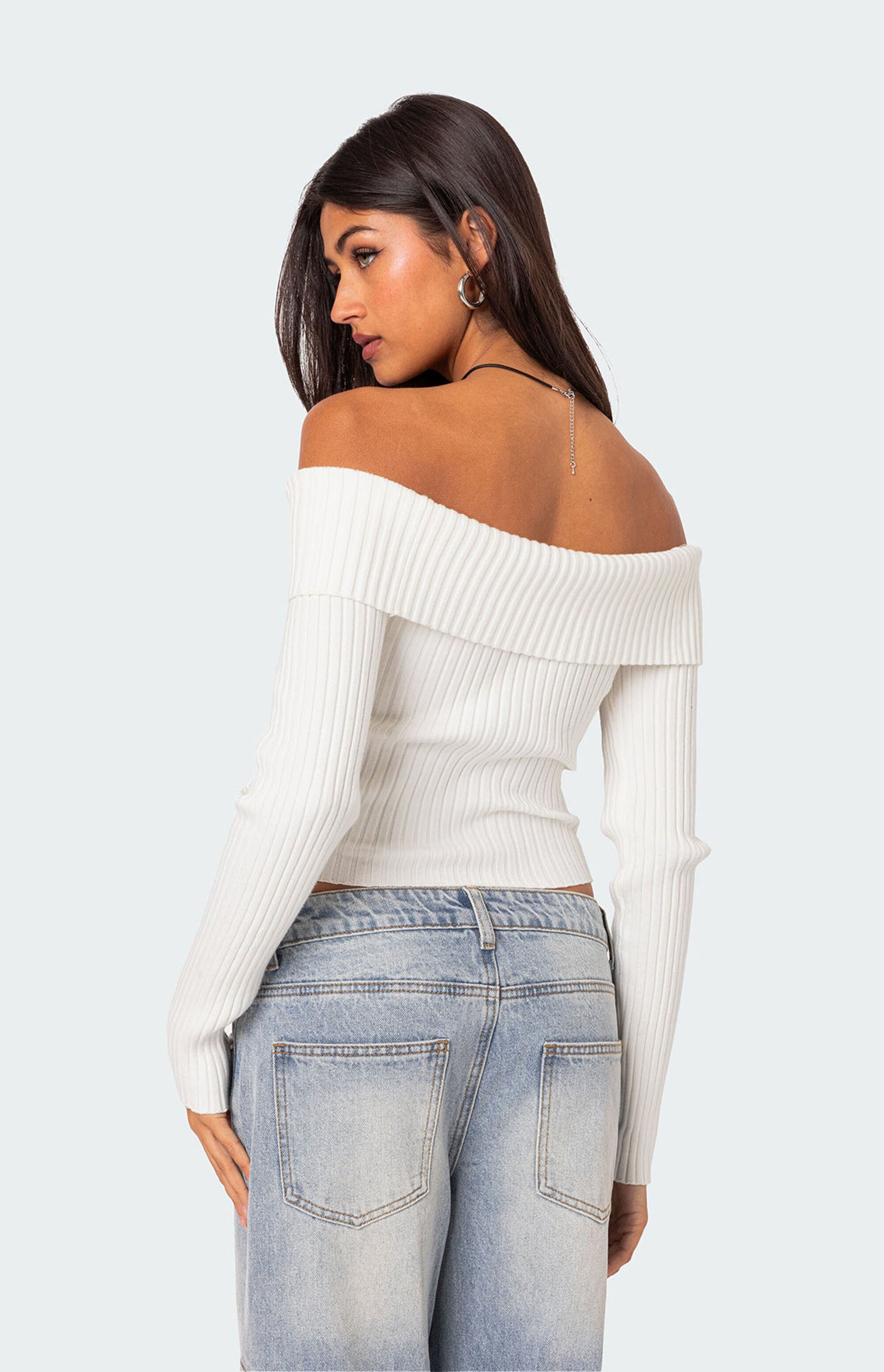 Edikted Lauren Knit Fold Over Top | Pacsun