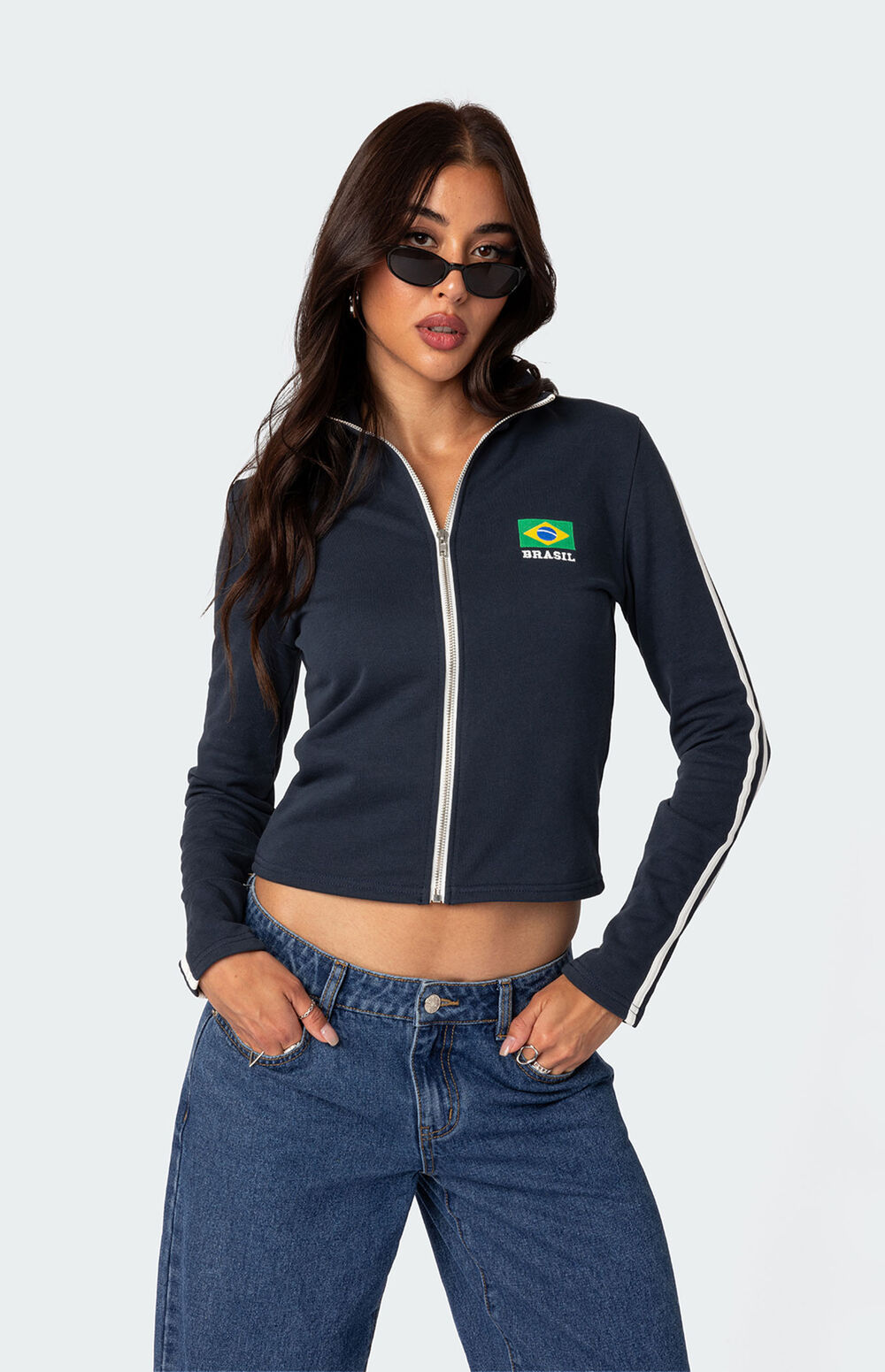 Edikted Brasil Zip Up Sweatshirt | Pacsun