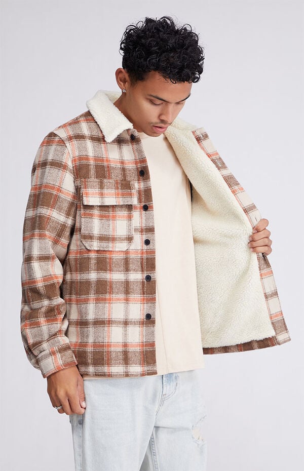 Pacsun Sherpa Lined Plaid Shacket | PacSun