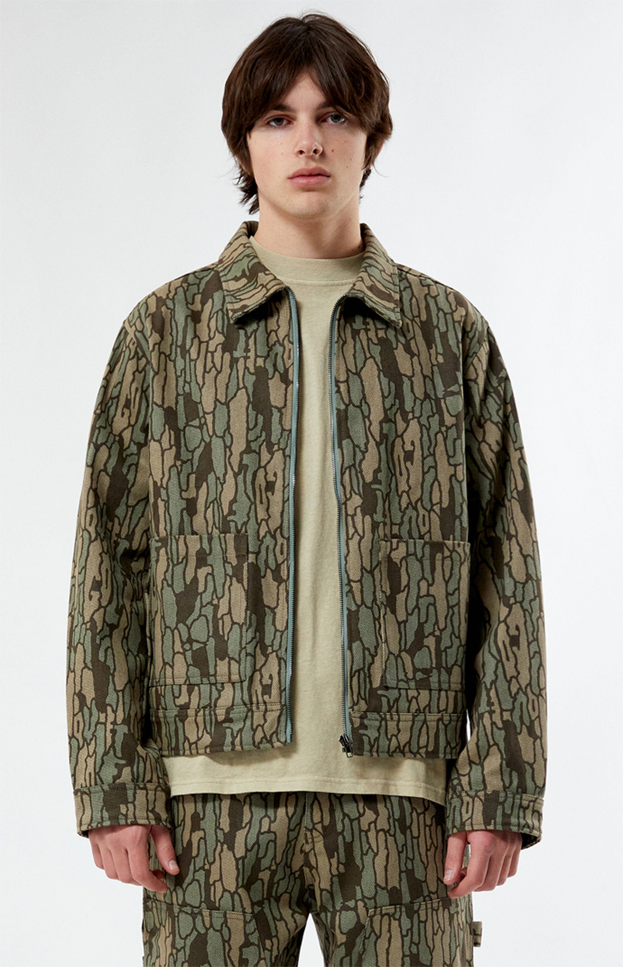 QUIET GOLF Bark Camo Bull Denim Jacket | PacSun