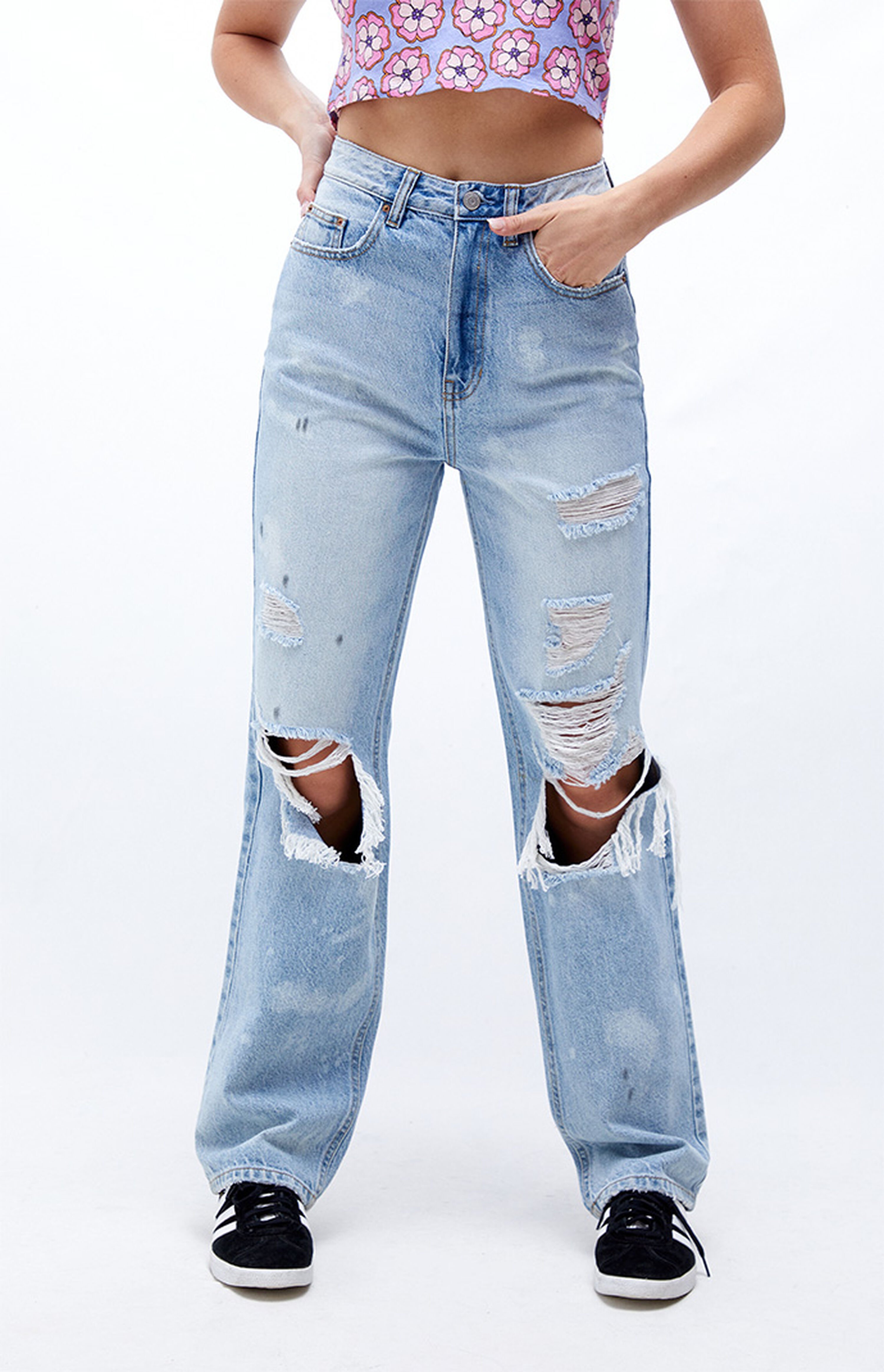 Pacsun Eco Light Blue Distressed '90s Boyfriend Jeans | PacSun