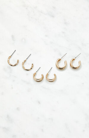 LA Hearts 3 Pack Edgy Gold Earrings | PacSun