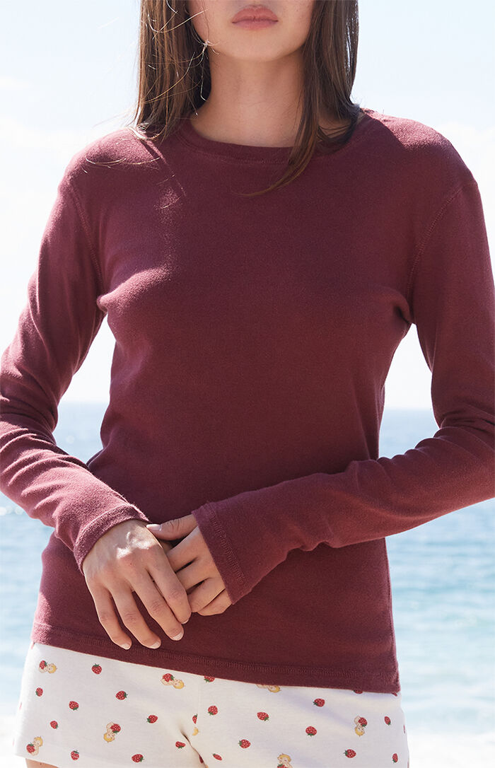 John Galt Burgundy Ainsley Long Sleeve Top | Pacsun