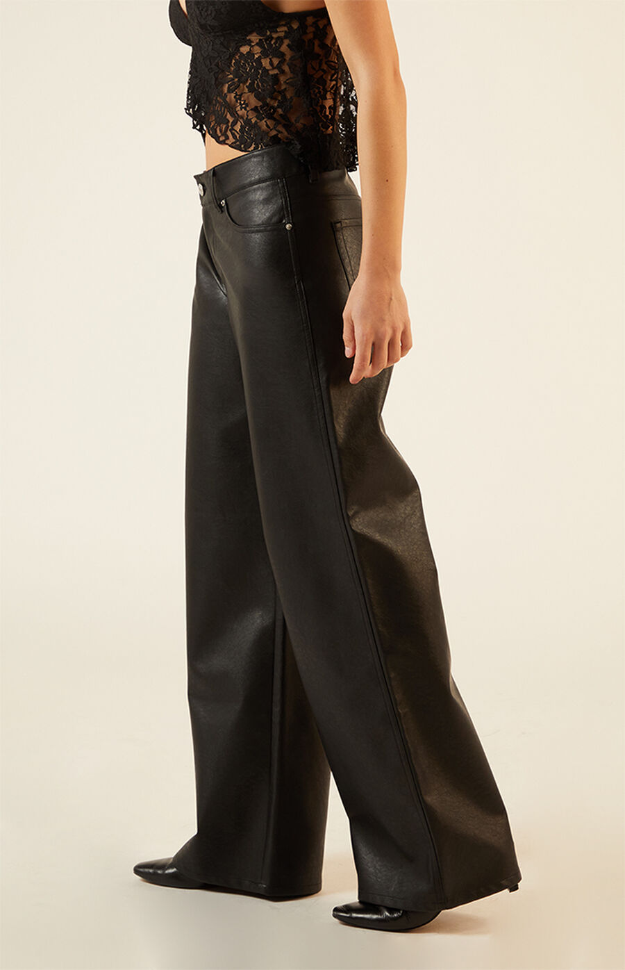 LA Hearts Faux Leather Wide Leg Pants | Pacsun