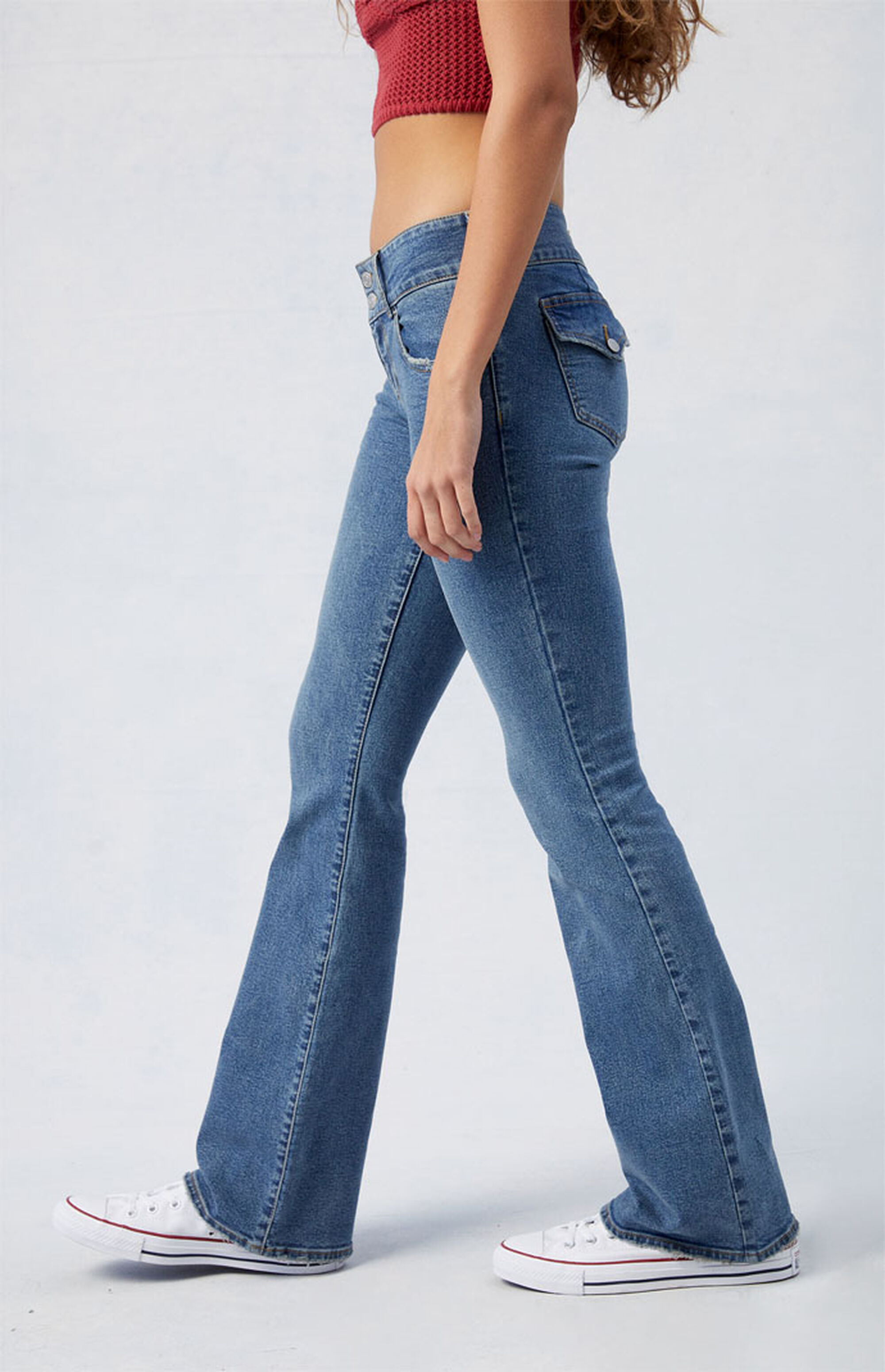 Pacsun Stretch Medium Indigo Low Rise Bootcut Jeans | PacSun