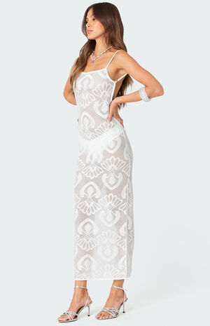 Edikted Embroidered Backless Sheer Knit Maxi Dress | Pacsun