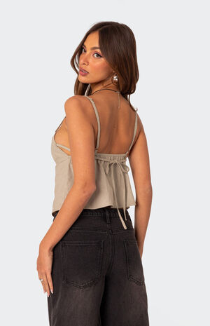 Edikted Linen Open Back Tank Top | PacSun