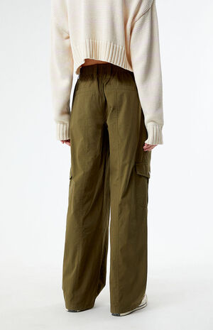 Pacsun Olive Zip Low Rise Cargo Puddle Pants | PacSun