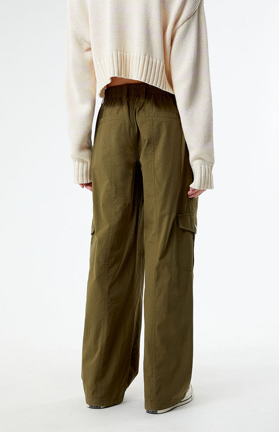 Pacsun Olive Zip Low Rise Cargo Puddle Pants | PacSun