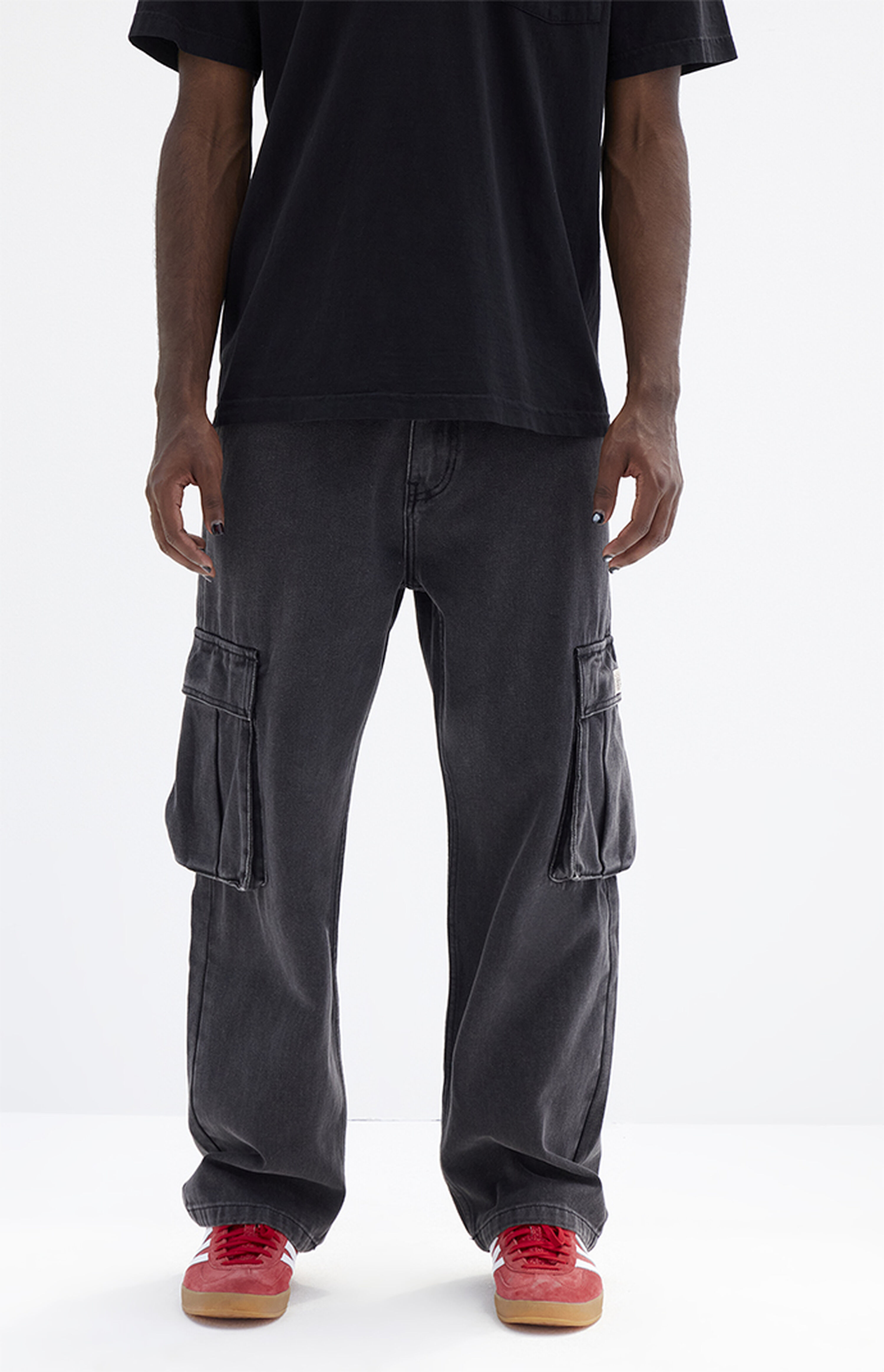Pacsun Black Wash Baggy Cargo Jeans | PacSun