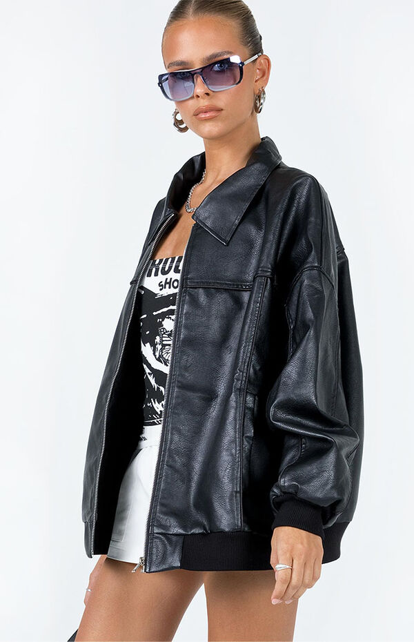Princess Polly Goldsmith Faux Leather Bomber Jacket | PacSun