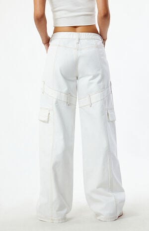 Pacsun Off White Low Rise Baggy Cargo Pants | PacSun