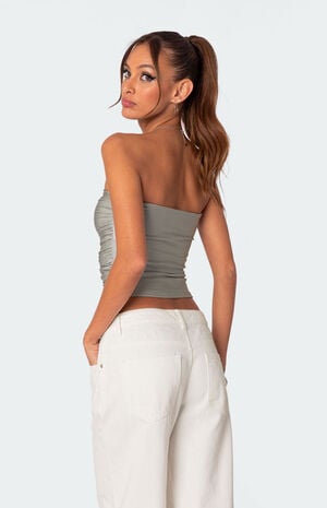 Edikted Maxeen Shiny Gathered Tube Top | PacSun