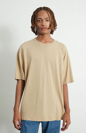 PS Basics Tan Solid Boxy T-Shirt | PacSun