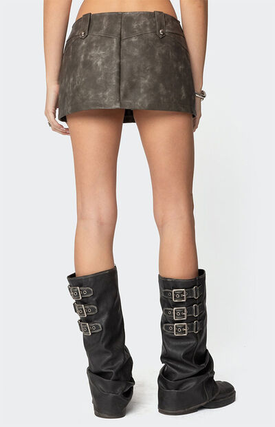 Edikted Bar Washed Faux Leather Mini Skort | PacSun