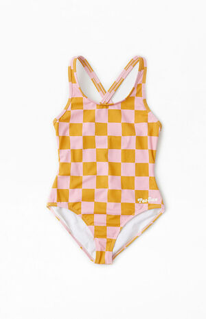 Pacsun Kids Pink Checkerboard One Piece Swimsuit | PacSun