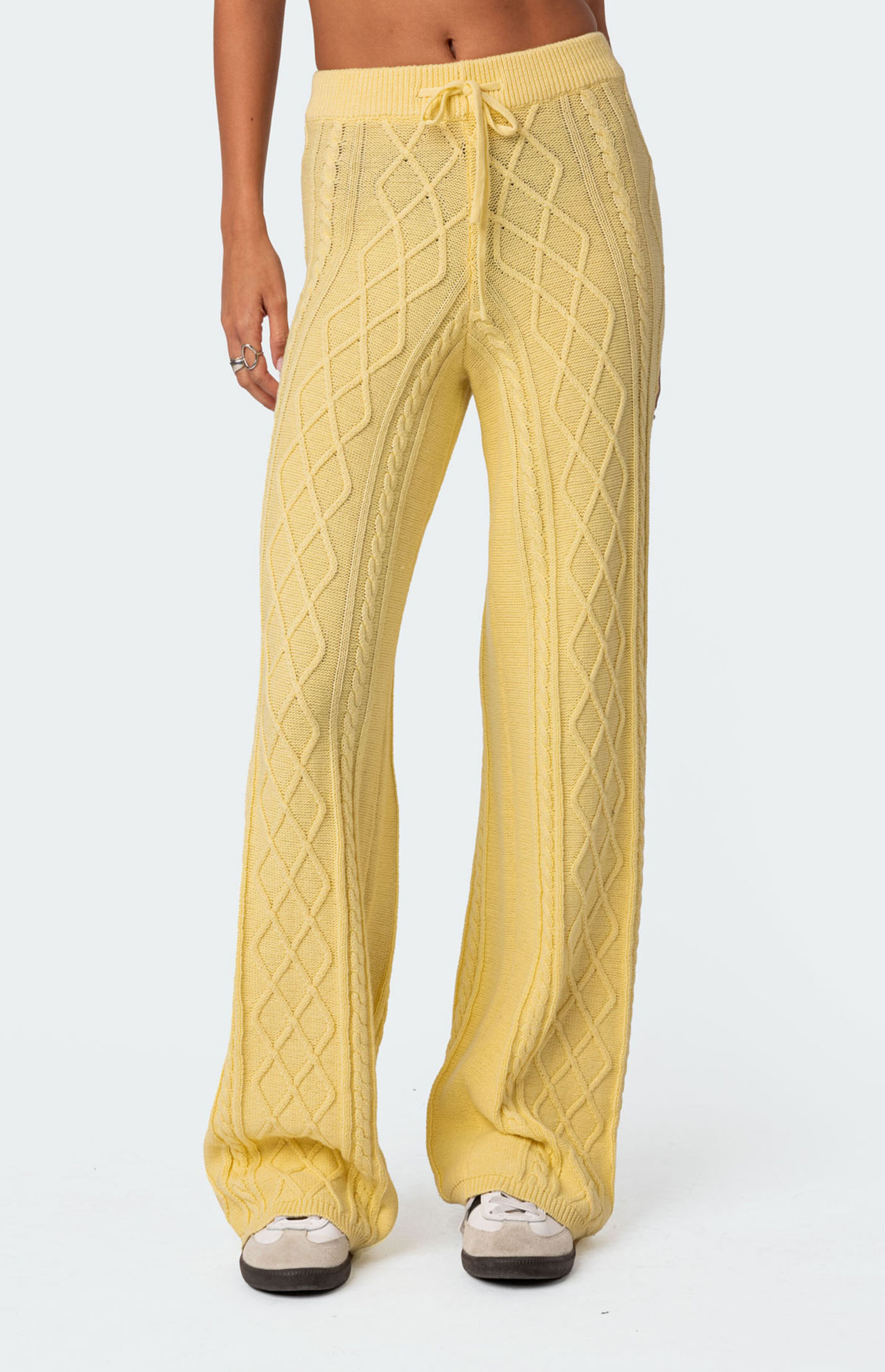 Edikted Kasey Cable Knit Pants | PacSun