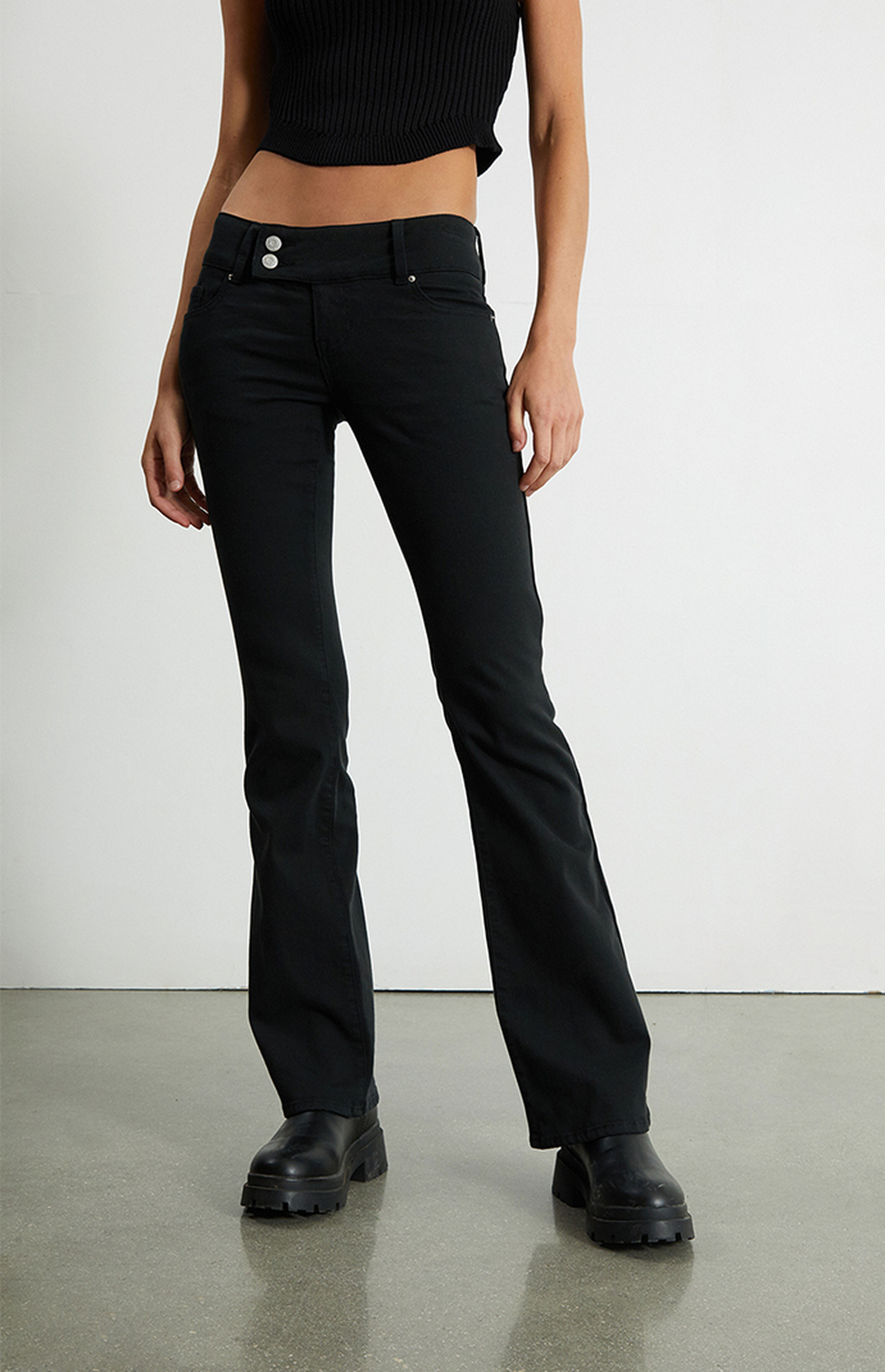 Pacsun Black Button Tab Low Rise Bootcut Jeans | PacSun
