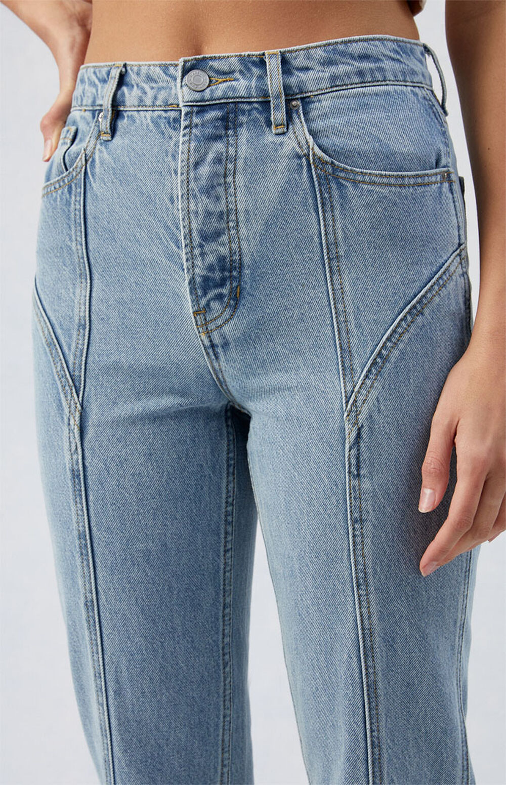 Pacsun Light Indigo Seamed Dad Jeans | Pacsun