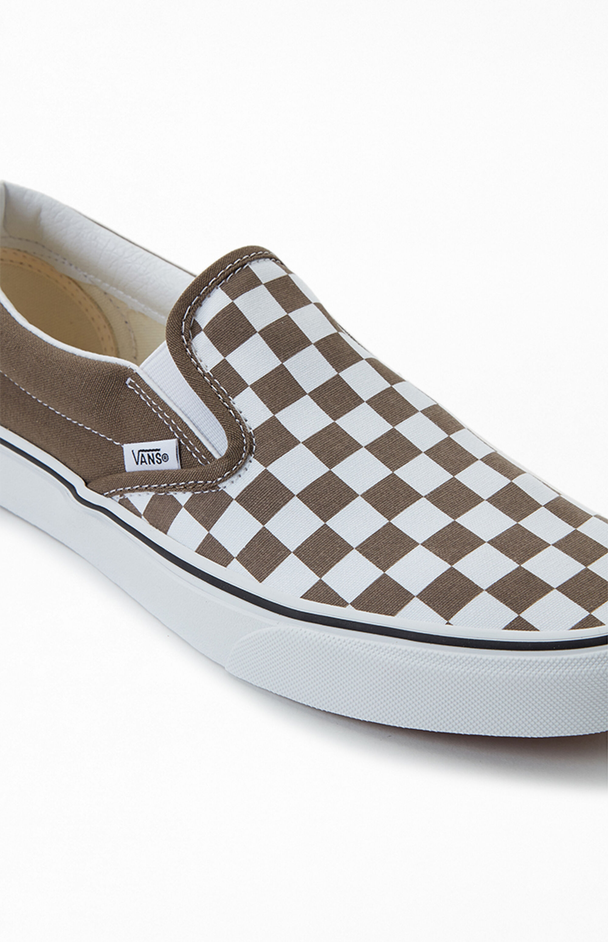 Vans Brown Checkered Classic Slip-On Shoes | Pacsun