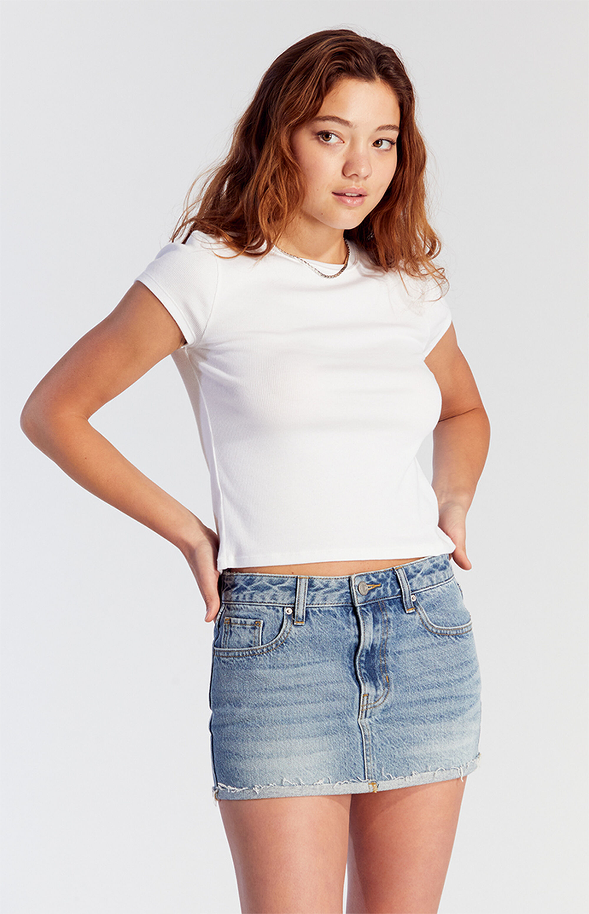Pacsun Light Indigo Low Rise Denim Mini Skirt Pacsun
