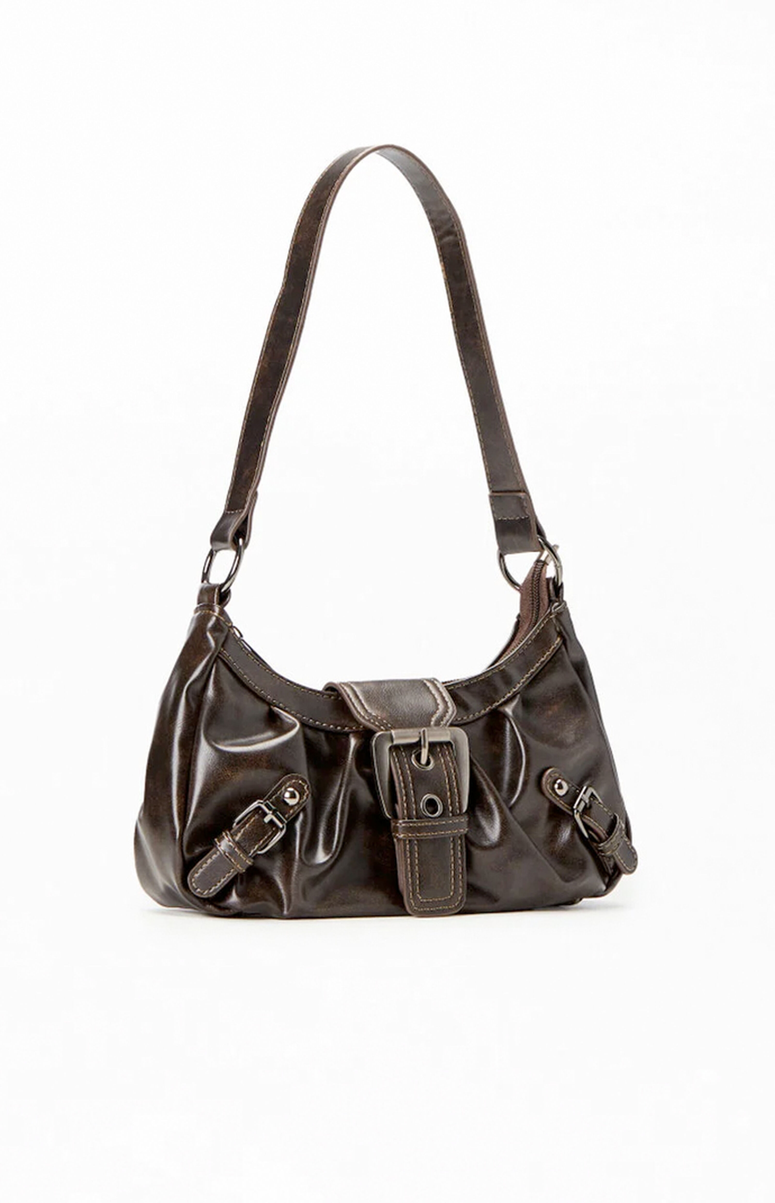 Pacsun Brown Faux Leather Front Buckle Shoulder Bag | PacSun